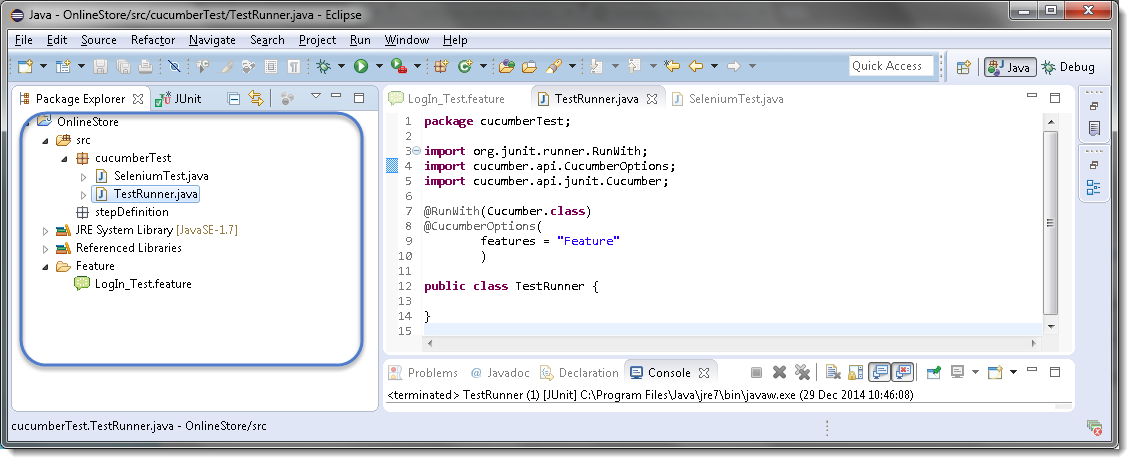 How To Set Up JUnit Test Runner Class To Run Cucumber Features